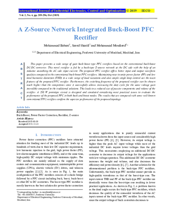 (PDF) A Z-Source Network Integrated Buck-Boost PFC Rectifier