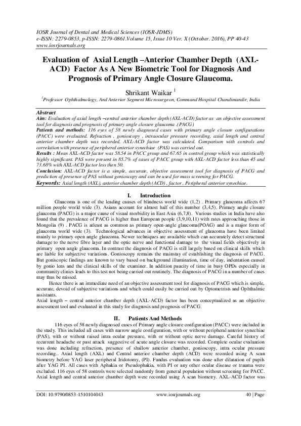 (PDF) Evaluation of Axial Length – Anterior Chamber Depth ( AXL-ACD ...