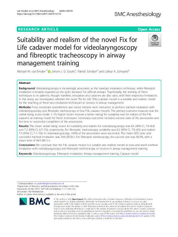 (PDF) Suitability and realism of the novel Fix for Life cadaver model ...