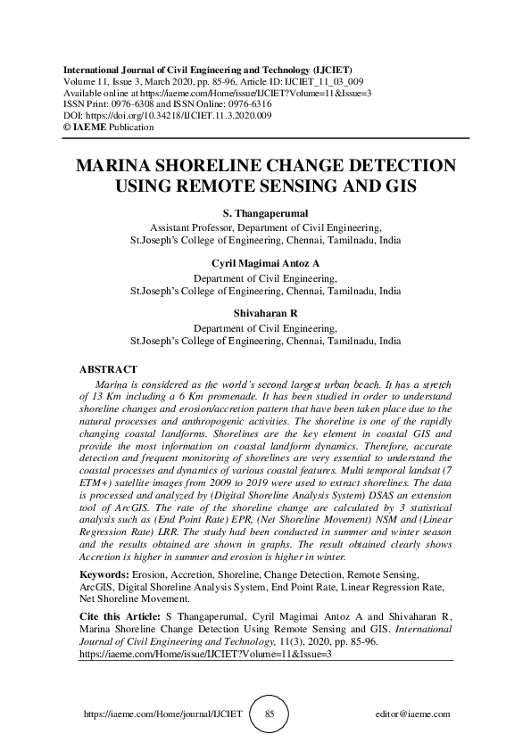 (PDF) Marina Shoreline Change Detection Using Remote Sensing and Gis | Mr. S. Thangaperumal S ...