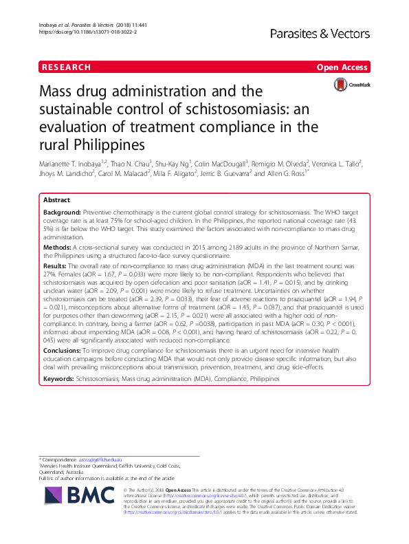 (PDF) Mass drug administration and the sustainable control of ...