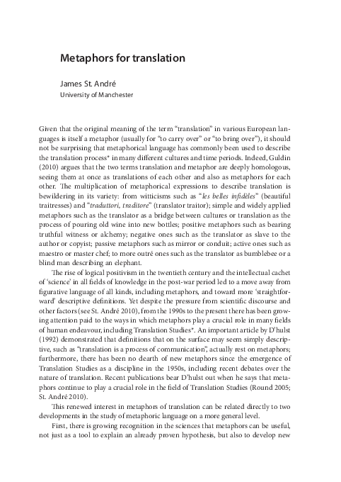 (PDF) Metaphors for translation