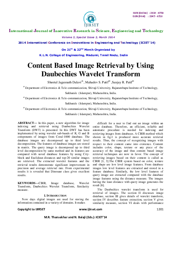 (PDF) Content Based Image Retrieval by UsingDaubechies Wavelet Transform | Mahadev Patil ...