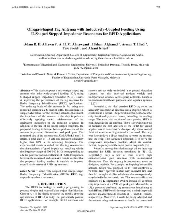 (PDF) Omega-Shaped Tag Antenna with Inductively-Coupled Feeding Using U ...