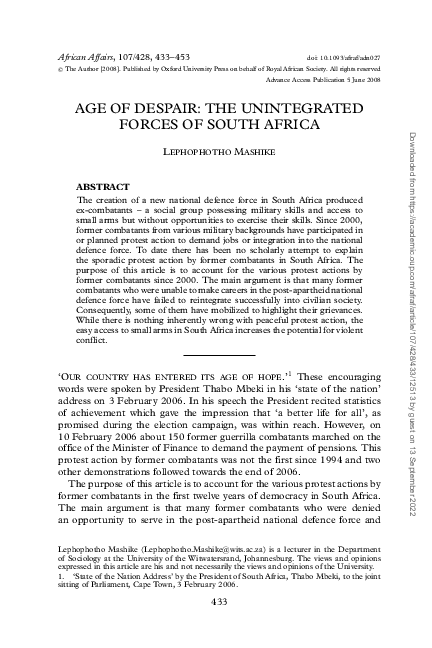 (PDF) Age of Despair: the Unintegrated Forces of South Africa