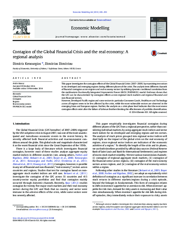 (PDF) Contagion of the Global Financial Crisis and the real economy: A ...