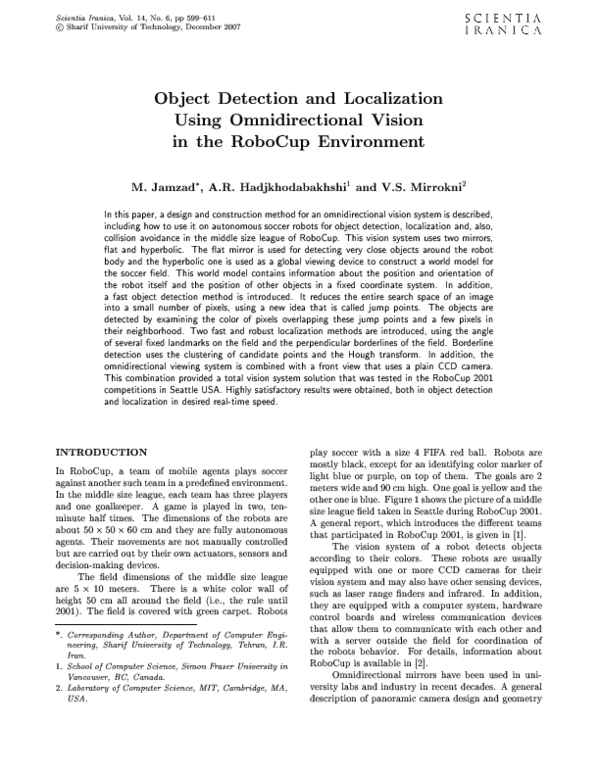 (PDF) Object detection and localization using omnidirectional vision in ...