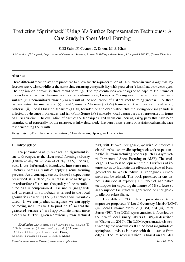 (PDF) Predicting “springback” using 3D surface representation ...