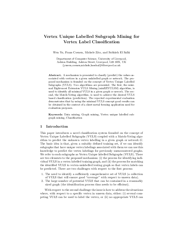 Pdf Vertex Unique Labelled Subgraph Mining For Vertex Label 9259