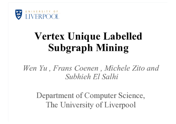 (PDF) Vertex Unique Labelled Subgraph Mining | Subheya Salhi - Academia.edu