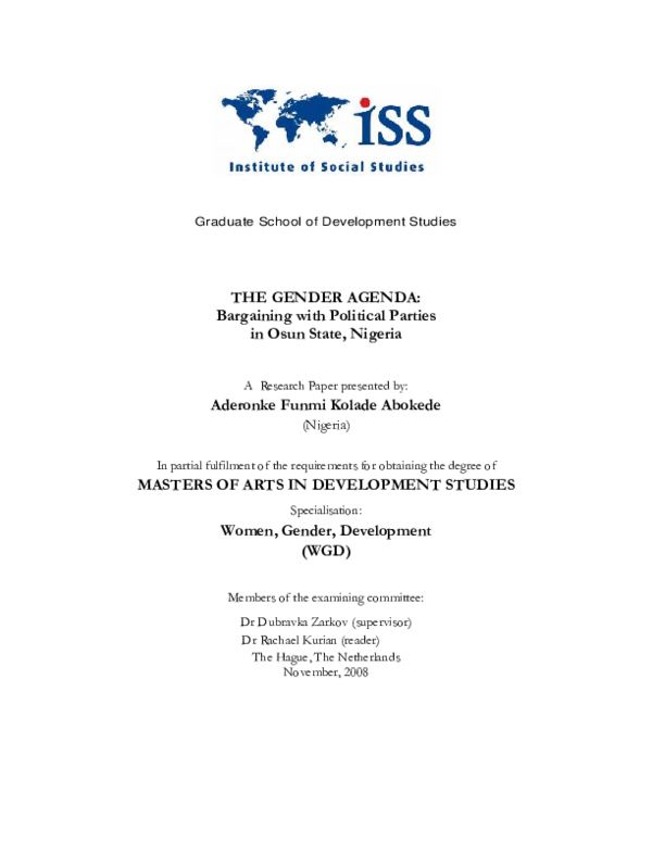 (PDF) Masters of Arts in Development Studies
