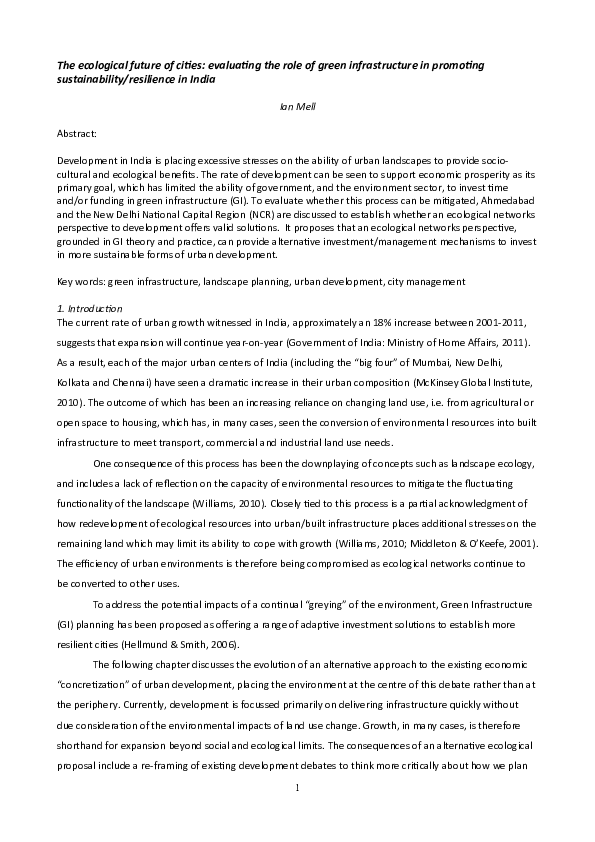 (DOC) The Ecological Future of Cities: Evaluating the Role of Green ...