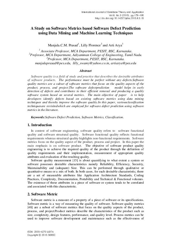(PDF) A Study on Software Metrics based Software Defect Prediction ...
