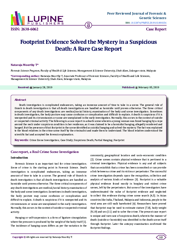(PDF) Crime Scene Staging – A Case Report