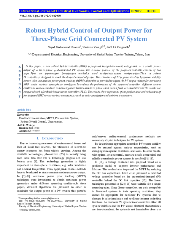 (PDF) Robust Hybrid Control of Output Power for Three-Phase Grid ...