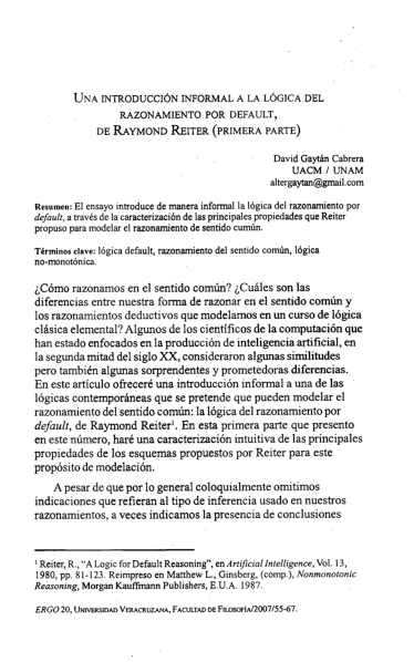 (PDF) Una introducción informal a la lógica del razonamiento por ...