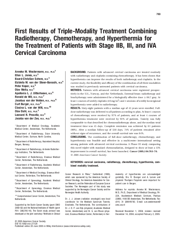 (PDF) First results of triple-modality treatment combining radiotherapy ...