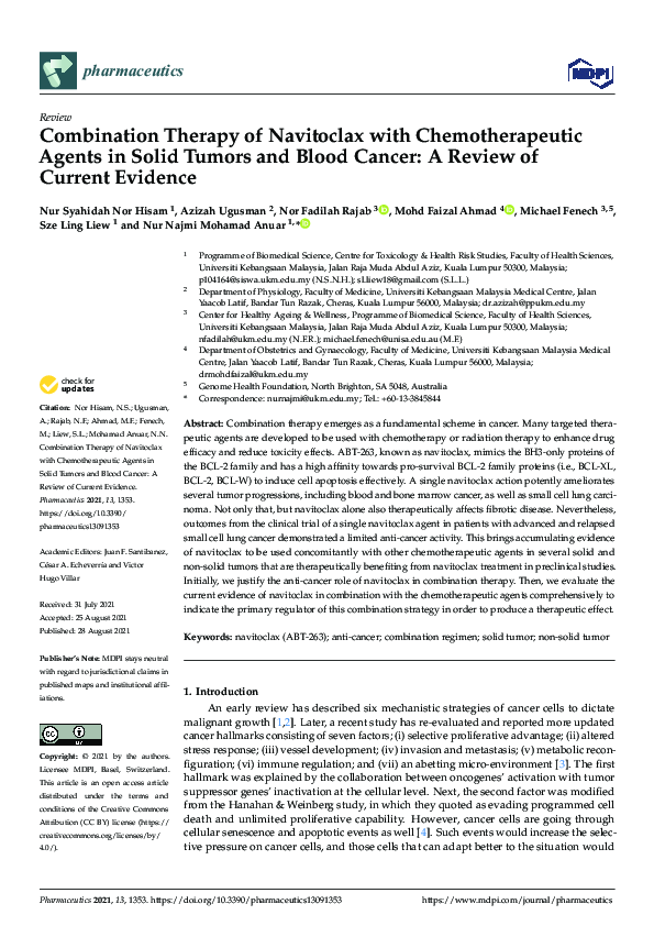 (PDF) Combination Therapy of Navitoclax with Chemotherapeutic Agents in Solid Tumors and Blood ...