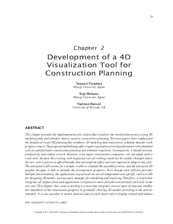(PDF) Development of a 4D Visualization Tool for Construction Planning ...