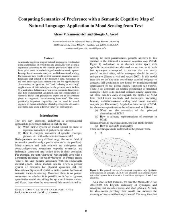 (PDF) Computing Semantics of Preference with a Semantic Cognitive Map of Natural Language ...