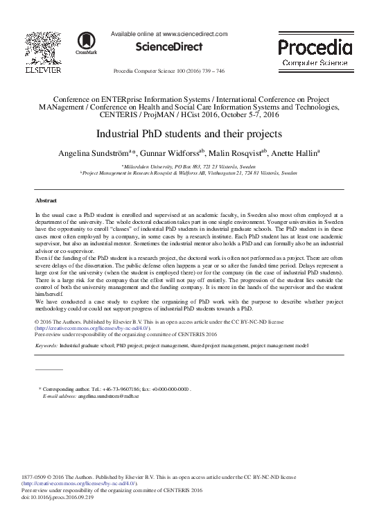 (PDF) Industrial PhD Students and their Projects