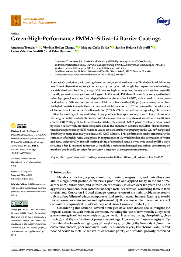 (PDF) Green-High-Performance PMMA–Silica–Li Barrier Coatings