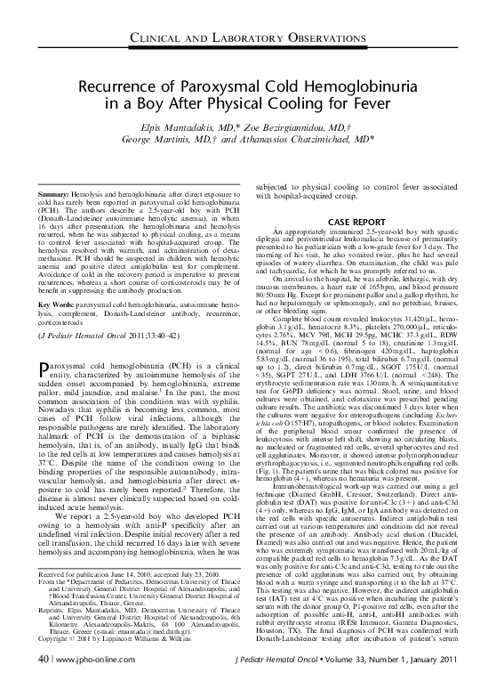 (PDF) Recurrence of Paroxysmal Cold Hemoglobinuria in a Boy After ...