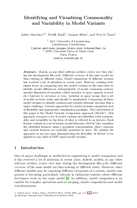 Pdf Identifying And Visualising Commonality And Variability In Model Variants