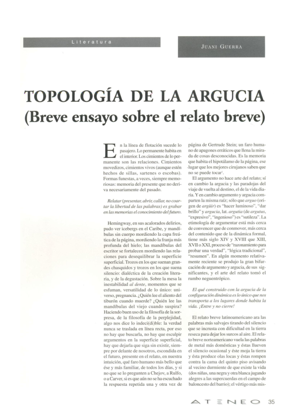 (PDF) Topología de la argucía: (Breve ensayo sobre el relato breve)