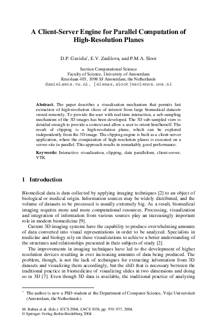 (PDF) A Client-Server Engine for Parallel Computation of High-Resolution Planes