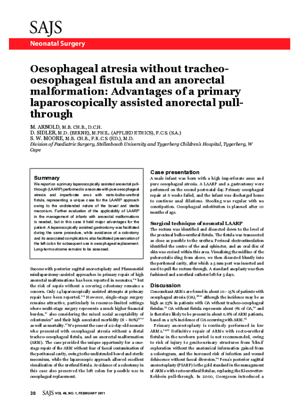 (PDF) Oesophageal atresia without tracheo-oesophageal fistula and an ...