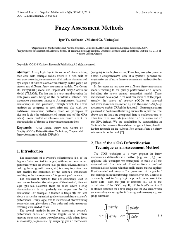 (PDF) Fuzzy Assessment Methods