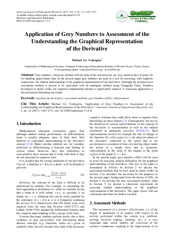 (PDF) Application of Grey Numbers to Assessment of the Understanding ...