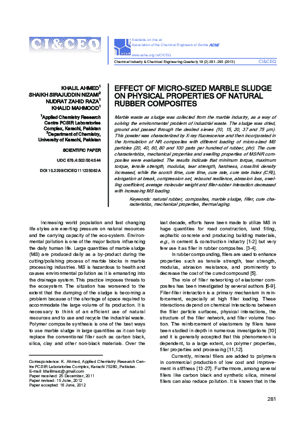 (PDF) Effect of micro sized marble sludge on physical properties of ...