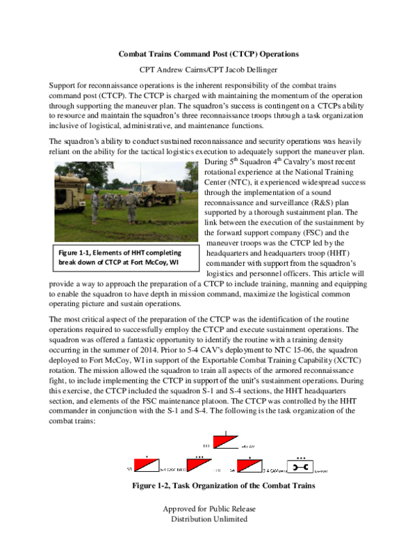 (PDF) Combat Trains Command Post (CTCP) Operations