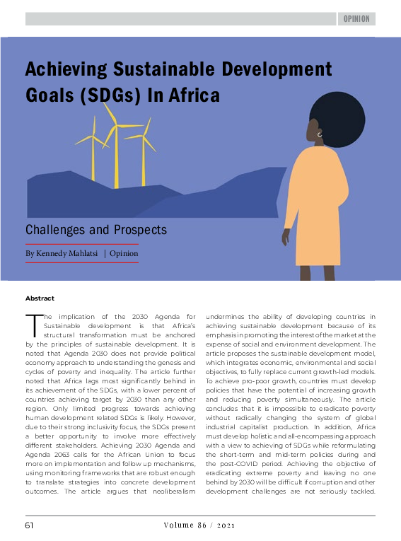 (PDF) Achieving Sustainable Development Goals (SDGs) In Africa ...