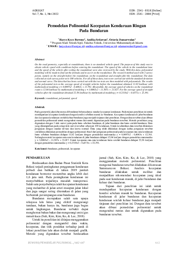(PDF) Pemodelan Polinomial Kecepatan Kendaraan Ringan Pada Bundaran ...