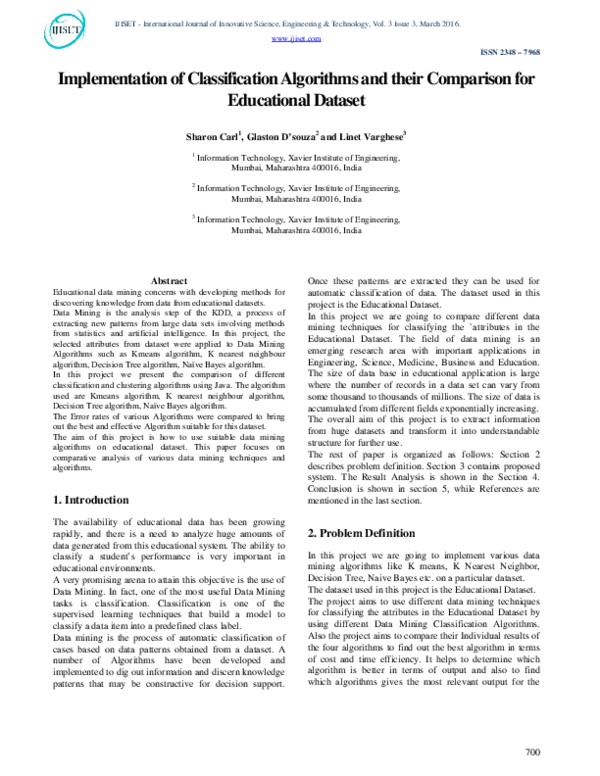 (PDF) Comparative Analysis of Data Mining Algorithms