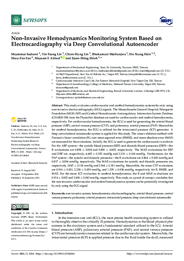 (PDF) Non-Invasive Hemodynamics Monitoring System Based on Electrocardiography via Deep ...