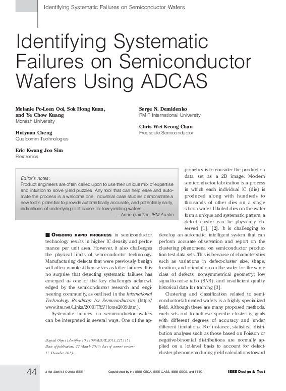 (PDF) Identifying Systematic Failures on Semiconductor Wafers Using ADCAS