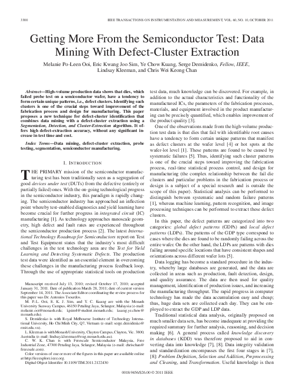 Pdf Getting More From The Semiconductor Test Data Mining With Defect