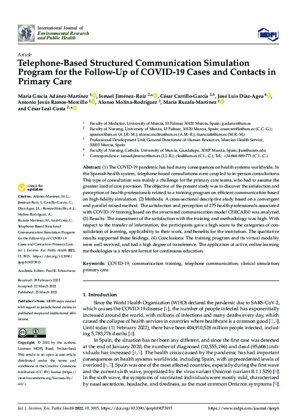 (PDF) Telephone-Based Structured Communication Simulation Program for ...