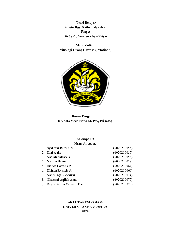 (PDF) Makalah & Infografis Teori Edwin R Guthrie & Jean Piaget