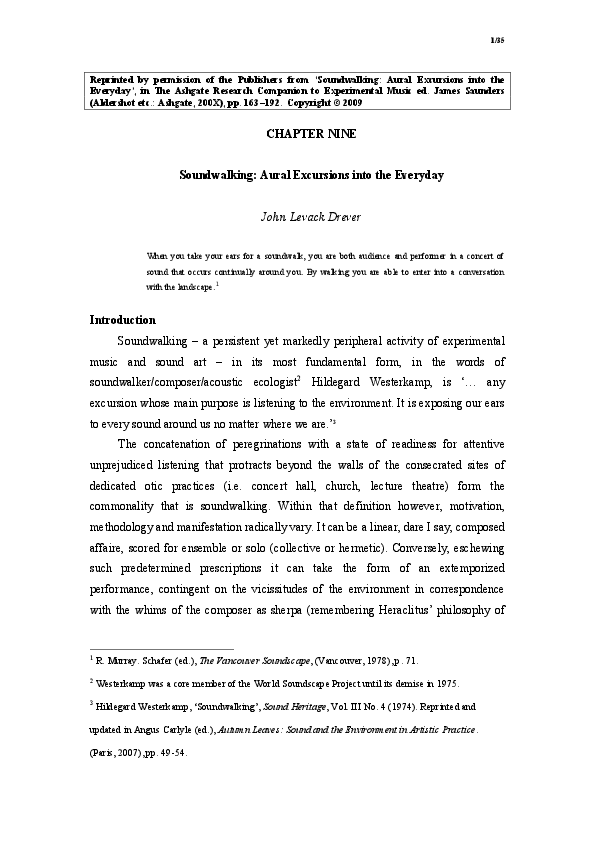 (PDF) Soundwalking: Aural Excursions into the Everyday | John L Drever ...