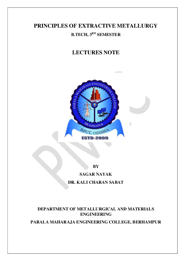 (PDF) PRINCIPLES OF EXTRACTIVE METALLURGY