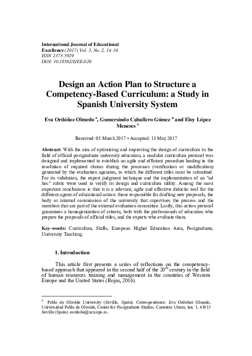 (PDF) Design an Action Plan to Structure a Competency-Based Curriculum ...