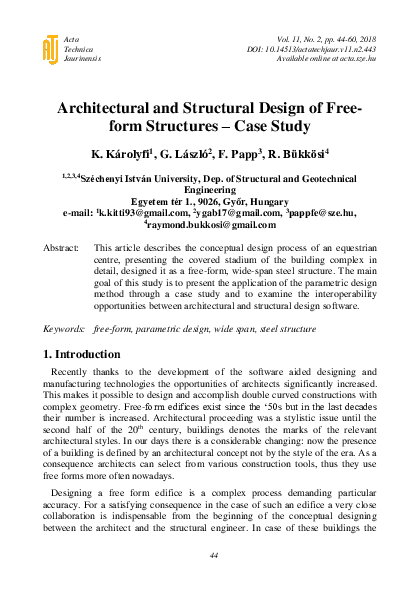 (PDF) Architectural and Structural Design of Free-form Structures ...