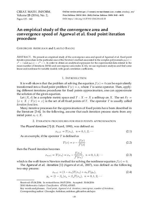 (PDF) An empirical study of the convergence area and convergence speed of Agarwal et al. fixed ...