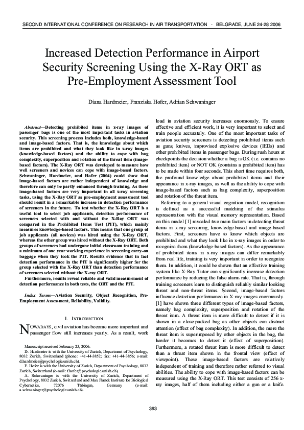 (PDF) Increased Detection Performance in Airport Security Screening ...