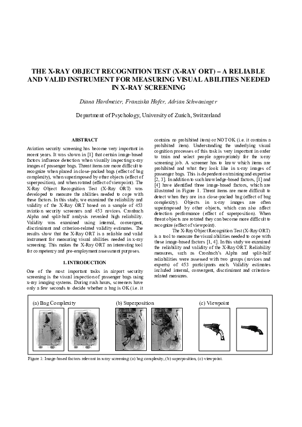 Pdf The X Ray Object Recognition Test X Ray Ort A Reliable And